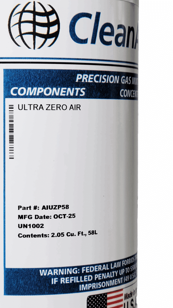 CleanAir 58L Calibration Gas—Ultra Zero Air | CleanAir Engineering